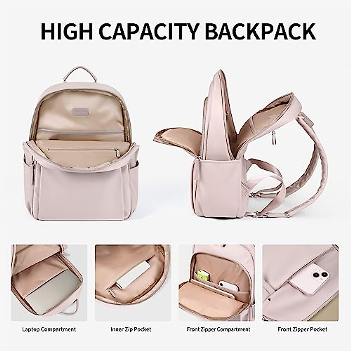 GOLF SUPAGS Laptop Backpack for Women Computer Bag Fits 14 Inch Notebook Travel College Work Backpack Purse (Pink)