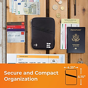Passport Holder & Travel Wallet with RFID Blocking - Premium Document Organizer Case for Men and Women - Holds Passports, Cards, Tickets, ID, Cash - Compact Zippered Wallet - Midnight