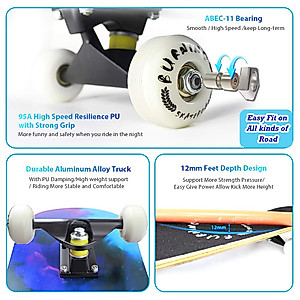 PHOEROS Skateboards -Standard Skateboards for Kids Boys Girls Youths Beginners Starter-Complete Skate Boards 31''x 8''Canadian Maple Pro Cruiser