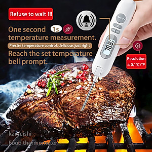 KAMEISHI One-Second Instant Read Meat Thermometer, Professional Ambidextrous Kitchen Thermometer with High-Precision and Calibratable, Cooking Thermometer for Oil Deep Fry Smoker BBQ Grill