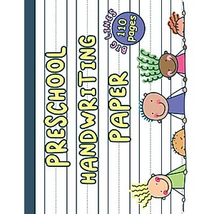 Preschool Handwriting Paper: LANDSCAPE with EXTRA LARGE LINES. 110 pages. 8.5x11 inches.