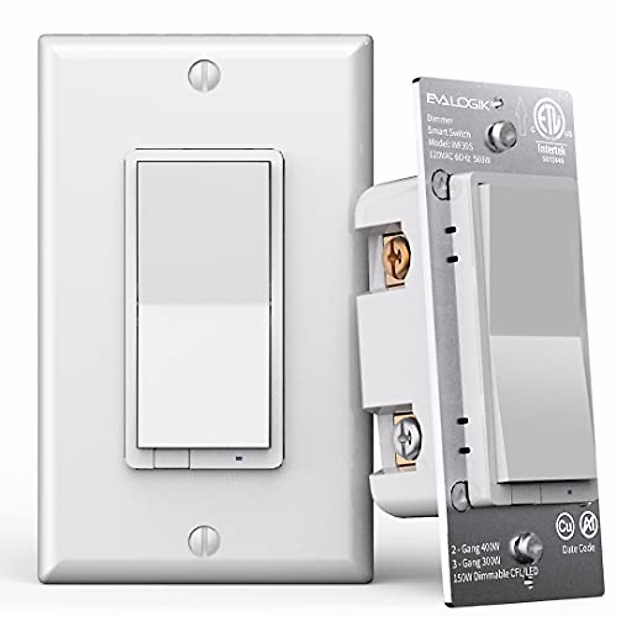 3-Way/Single Pole Smart WiFi Light Switch, Needs Neutral Wire, On/Off Control, in-Wall, No Hub Required, Compatible with Alexa/Google Home, ETL and FCC Listed (WF30S)