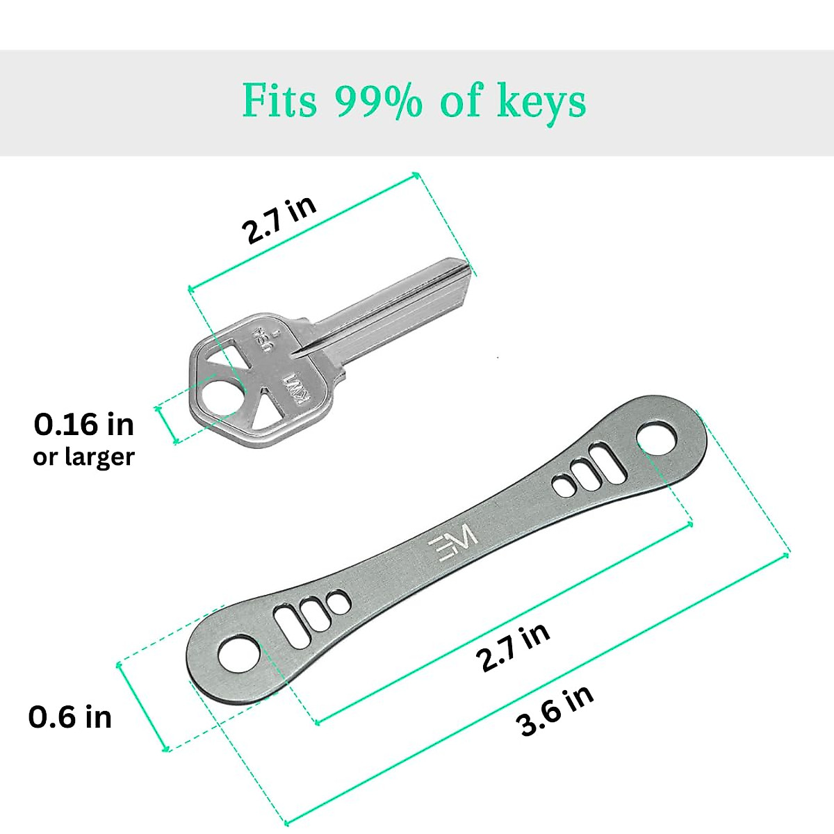 Compact Key Holder for Keychain for Up To 14 Keys - Aircraft Grade Aluminum Key Organizer Keychain, Minimalist Style Key Chain Pocket Clip Design Grey