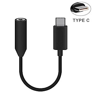 Type-C Male to 3.5mm Female Headset Adapter Audio Jack USB-C Port Earphone Converter Supports Hands-Free Mic [Black] for Verizon Motorola Moto Z Droid - Verizon Motorola Moto Z Force Droid