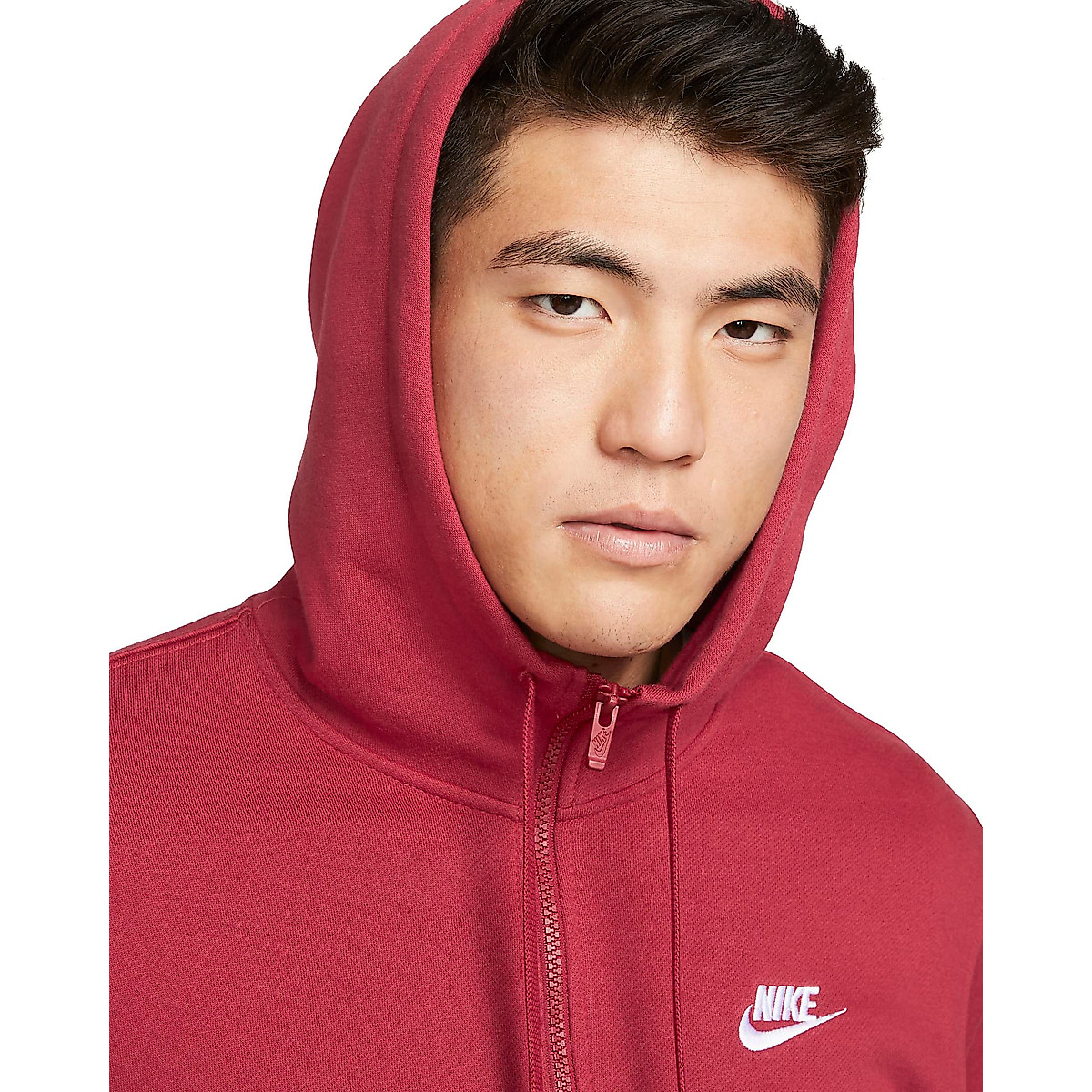 Nike "Sportswear Club Fleece Men's Full-Zip Hoodie (BV2645-690) Pomegranate, Size: Small