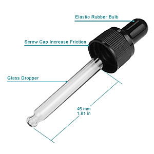 stonylab 15ml (0.5 oz) 2-Pack, Glass Dropper Bottle, Empty Glass Bottle with Glass Dropper, Inner Plug and Label for Essential Oils Aromatherapy Fragrances