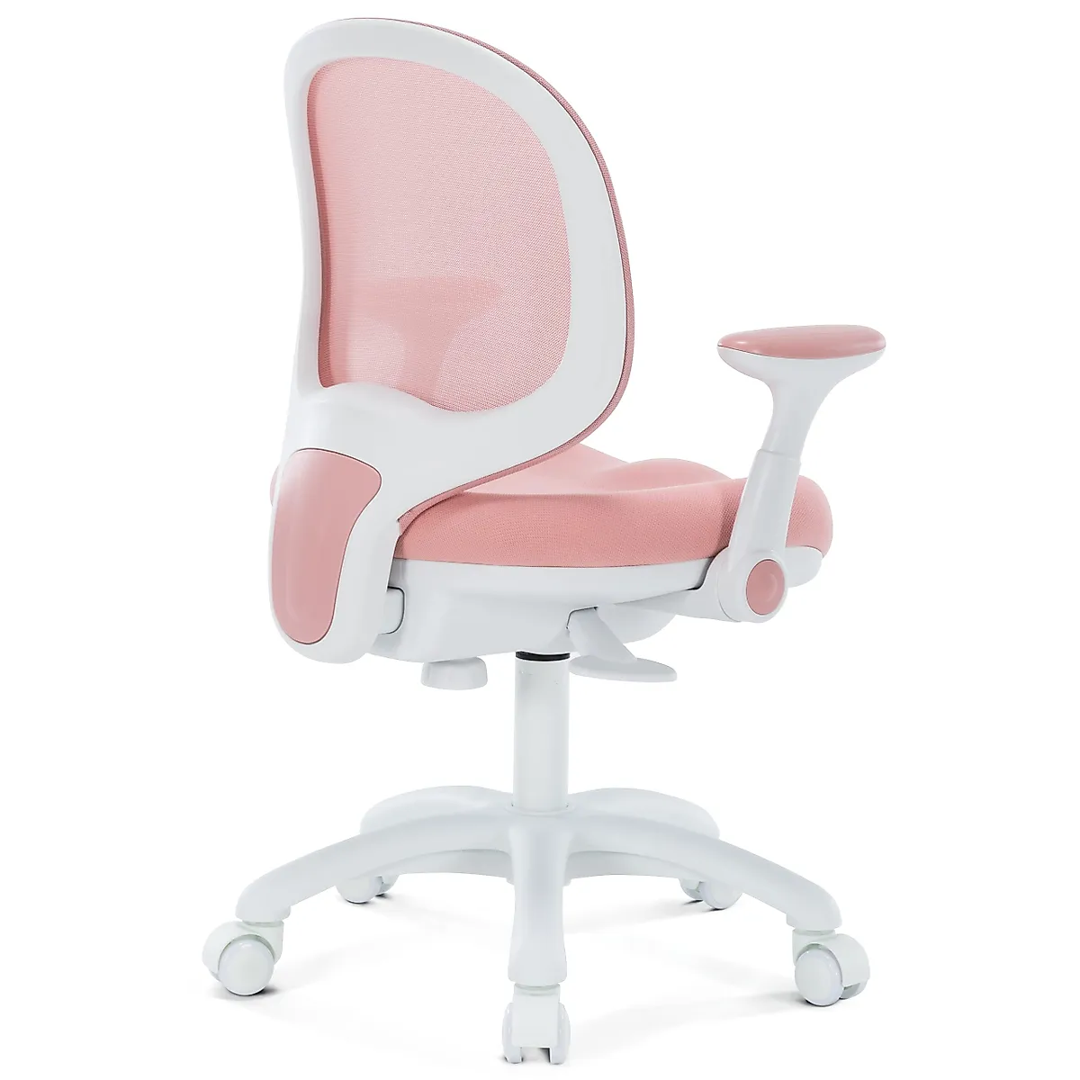 QualiSky Kids Desk Chair, Boy's Girl's Child Children Study Office Computer Chair, Ergonomic Design, Adjustable Height and Seat Depth (Peach Pink W/Armrests)