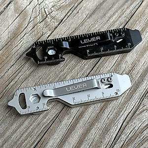 Lever Gear Edge XT - Mini Utility Knife Keychain Multitool w/ 10 Tools - Retractable Razor Blade Mini Box Cutter OTF Knife - Small EDC Pocket Knives For Men Gift (Black-blk)