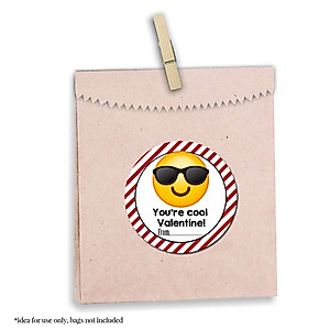 Cool Emoji with Sunglasses Valentine Party Favor Sticker Labels, 40 2" Party Circle Stickers by AmandaCreation, Great for Classroom Valentines, Envelope Seals, Gifts & Treats
