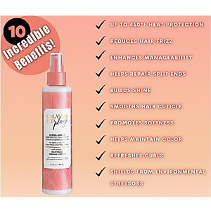 ORLANDO PITA PLAY Atmos-Shield 10-In-1 Thermal Heat Protectant Hairspray, Detangles, Protects Hair Color, Restores Shine, Reduces Frizz, UV Protection, Prevents Split Ends, Adds Body, 6.5 Fl Oz
