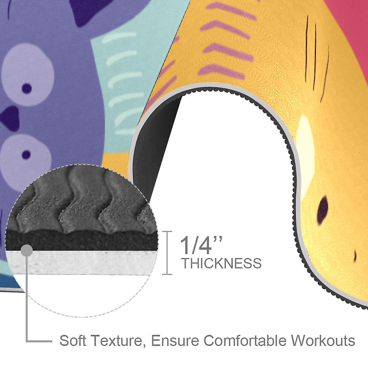 Unicey Cute Cartoon Cats Colorful Funny Kitty Yoga Mat Thick Non Slip Yoga Mats for Women&Girls Exercise Mat Soft Pilates Mats,(72x24 in, 14-Inch Thick), Multi