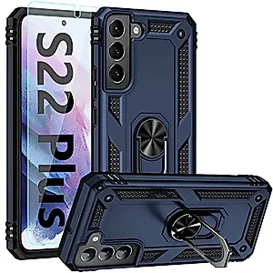 SKTGSLAMY for Galaxy S22 Plus Case,Samsung Galaxy S22 Plus Case,with Screen Protector,[Military Grade] 16ft. Drop Tested Cover with Magnetic Kickstand Car Mount Protective Case for S22 Plus, Blue