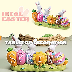 JOYIN Happy Easter Tabletop Decoration Easter Figurine Bunny and Egg Centerpiece Decoration for Easter Season