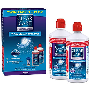 Clear Care Cleaning & Disinfecting Solution with Lens Case, Twin Pack,12 Fl Oz (Pack of 2)