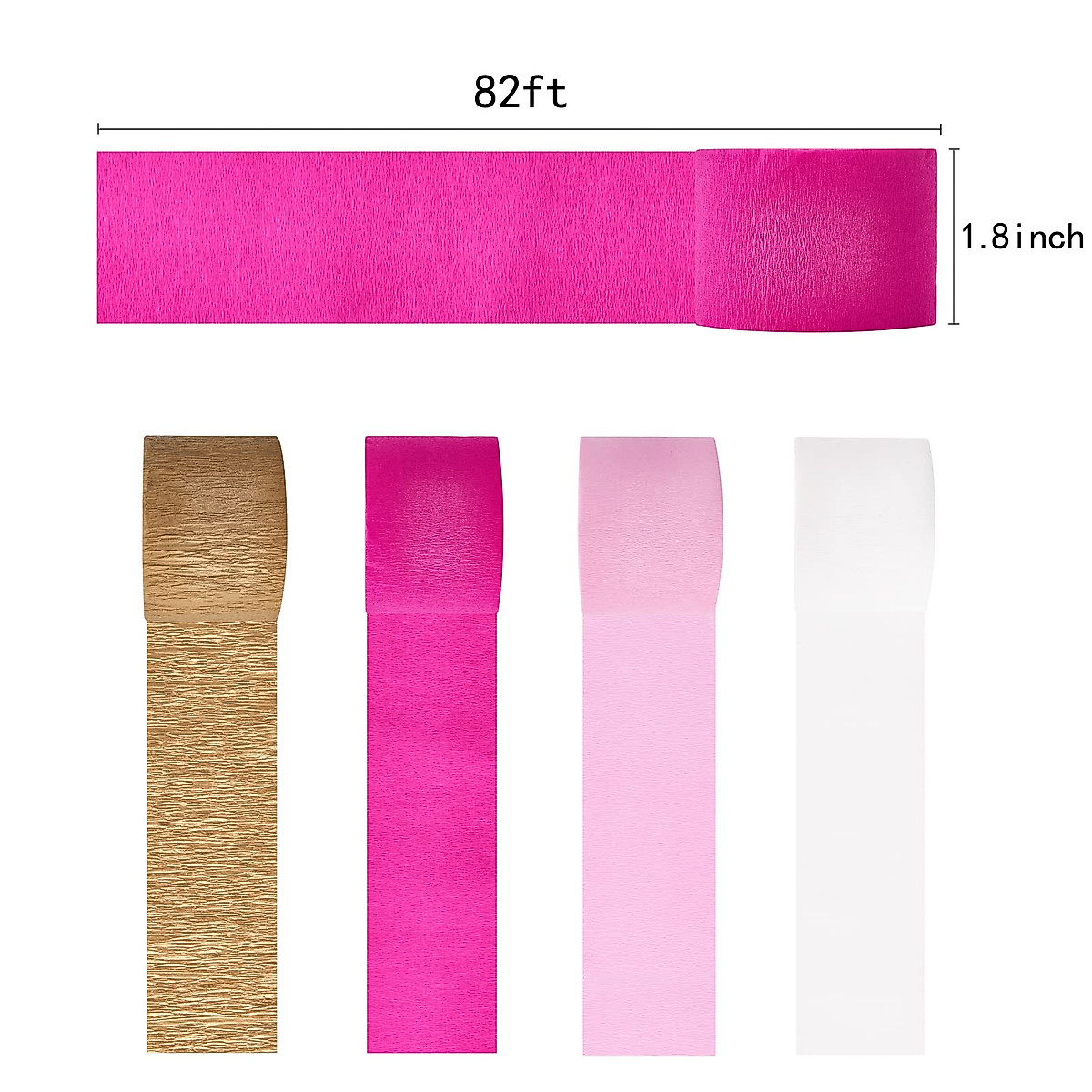 Streamers Bridal Shower Decorations,8 Rolls Rose Pink White Gold Crepe Paper Streamer for Bachelorette Party Wedding Shower Baby Shower Birthday Valentine's Day Decorations Party Supplies,82ft Long