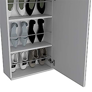 Pemberly Row Modern Engineered Wood LETO Wall Mounted Shoe Rack with Mirror