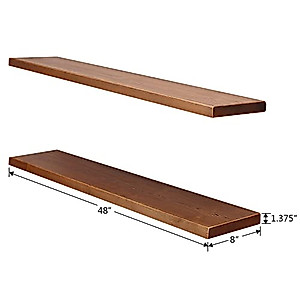 WELLAND 8" Deep Floating Shelves Reclaimed Wood Wall Shelf Pine Wall Mount Shelf (Set of 2, 48 inch)