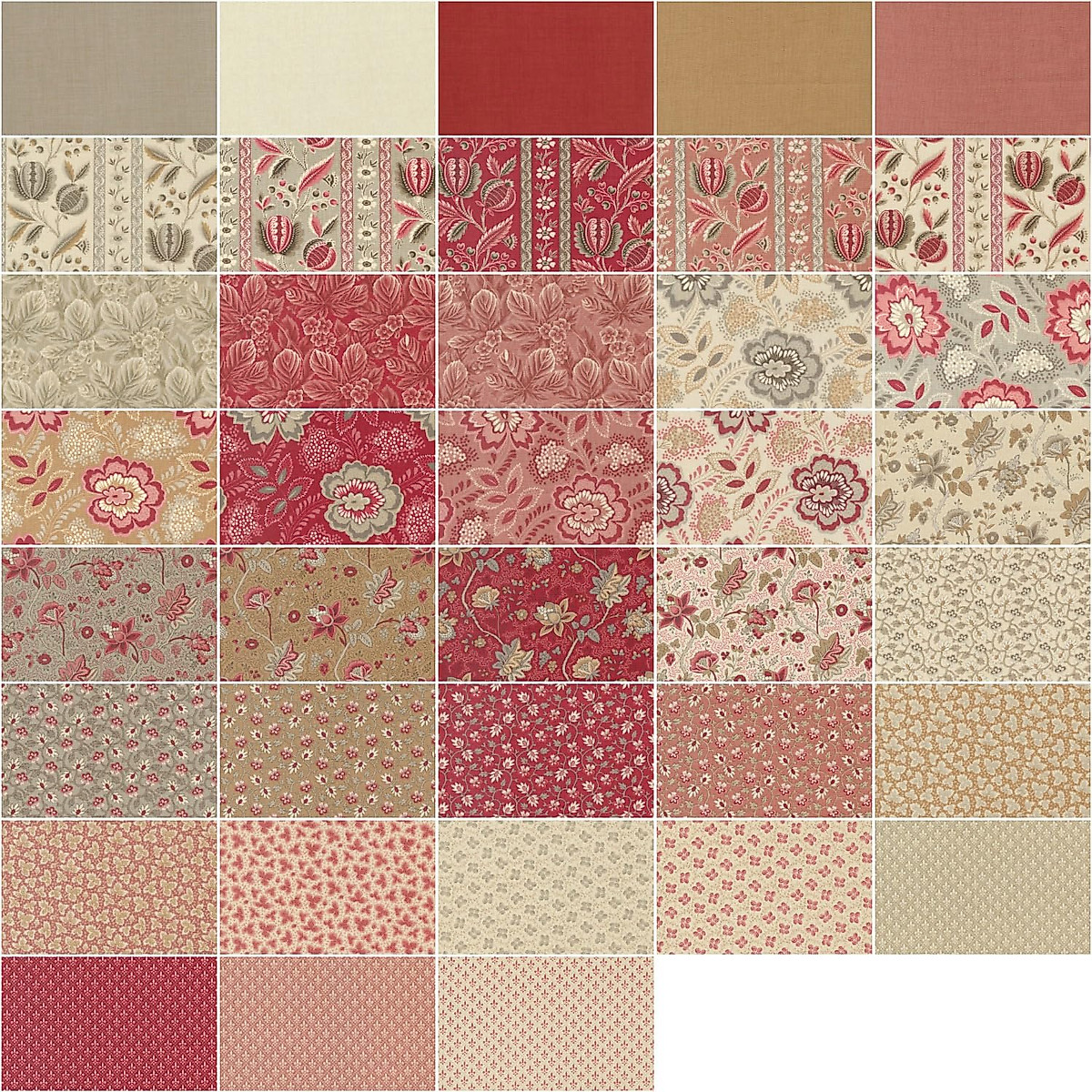 Moda, Layer Cake, Chateau De Chantilly, Forty 10-inch Squares of Fabric