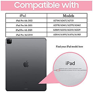 CASZONE Case for iPad Air 13 inch 2024 iPad Pro 12.9 6th/5th/4th/3rd Gen.iPad Pro12.9/Air13 Glitter Case Support Pencil Charging with Folio Kickstand Slim Smart Cover Auto Sleep/Wake,Hand Strap Pink