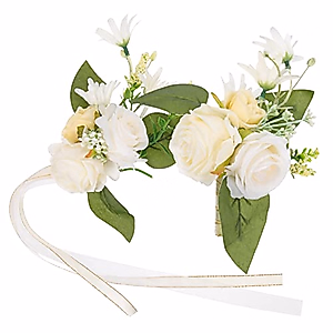 BESPORTBLE 1 Set Wrist Flowers and Corsages Bridesmaid Bracelets Wedding Decor Purple Bracelets Wedding Supplies Corsage Wristlet Band Boutonniere Silk Flower White Bridegroom Corsage Roses