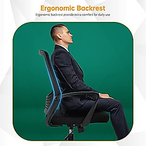 FDW Rolling Mesh Computer Task Swivel Home Comfortable Chair with Lumbar Support and Height Adjustable (Black)