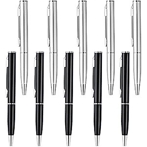 10 Pieces Small Pens Mini Pen Metal Thin Pens Fine Wallet Pocket Metal Pen Miniature Gel Ink Pens for Signature Calligraphy Business