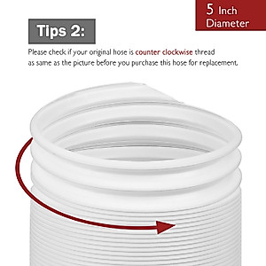 TURBRO 5 Inch Portable Air Conditioner Universal Exhaust Hose Anti-Clockwise Thread with Window Vent Kit