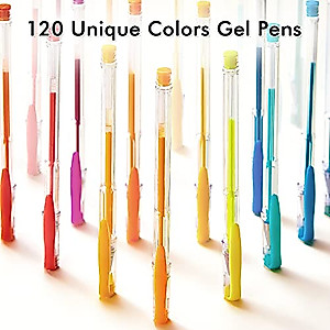 Shuttle Art 120 Unique Colors (No Duplicates) Gel Pens Gel Pen Set for Adult Coloring Books Art Markers
