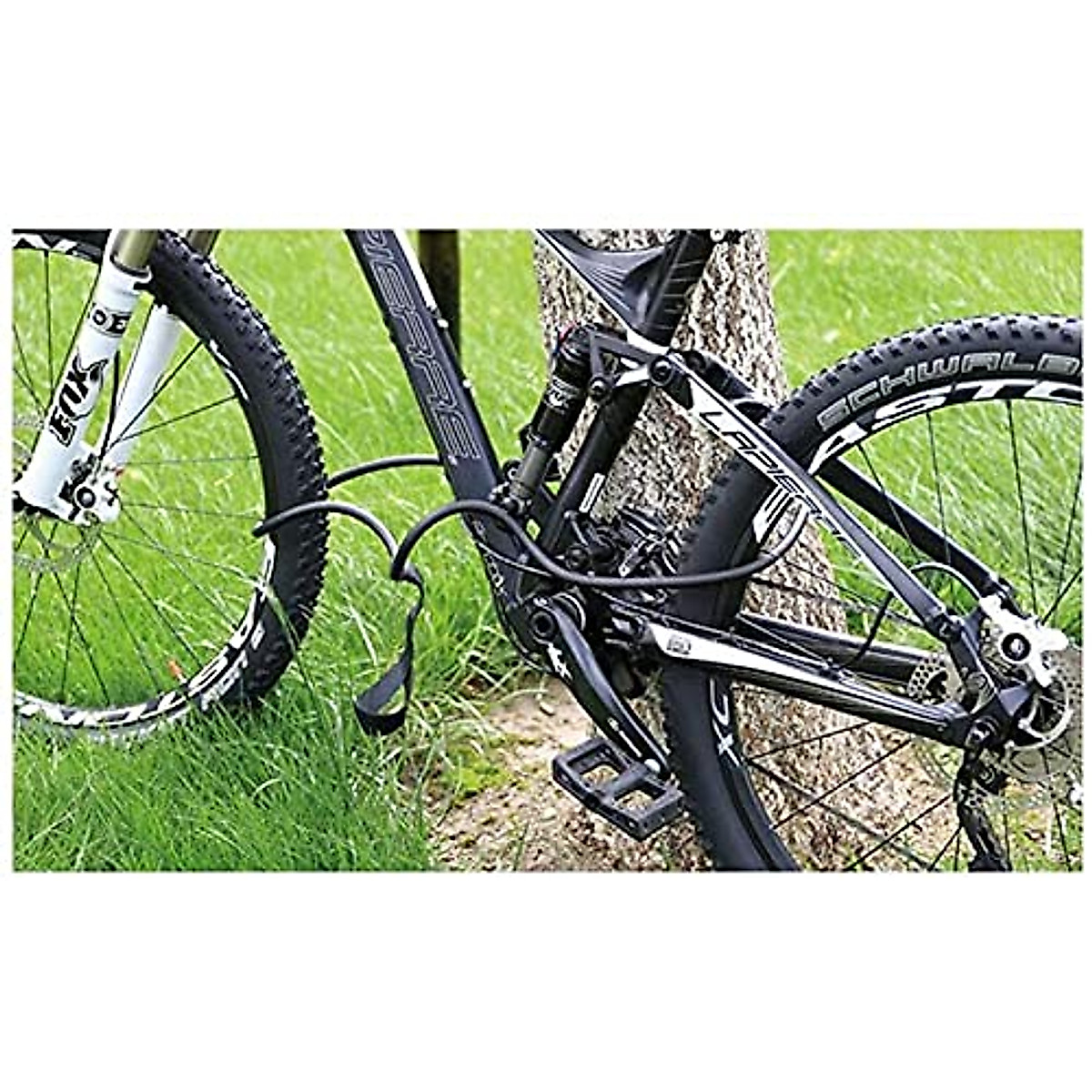 Bicycle Lock, Scooter Bike Motorcycle Cable Chain Lock, 180X1.2Cm, Double Open Key Combination Lock, High Strength Steel Cable