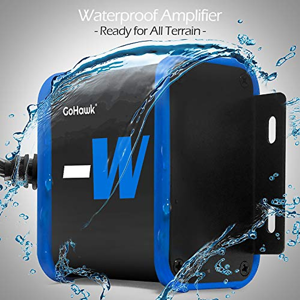 GoHawk TJ4-W Carbon Black Waterproof Amplifier 4" Full Range Bluetooth Motorcycle Stereo Speakers 1 to 1.25 in. Handlebar Mount Audio Amp System Harley Touring Cruiser ATV 4-Wheeler, USB AUX FM Radio