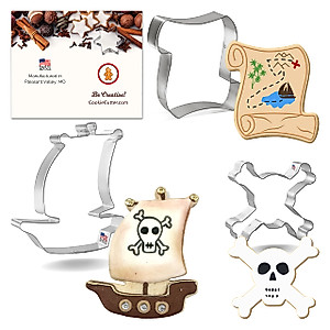 Foose Pirate Cookie Cutters 3 Piece Set with Recipe Card, Made in USA
