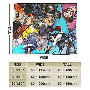 Anime My Hero Cartoon Throw Academia Blanket Flannel Soft Cozy Warm Lightweight Blankets for Travelling Camping Living Room Sofa Bedroom Decor Gifts (My Hero Academia Blanket, 60in*80in)