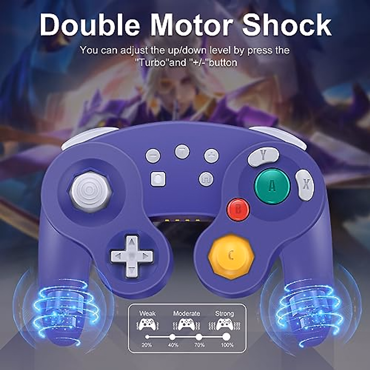 ADHJIE Gamecube Controller for Switch Nintendo,Wireless Gamecube Switch Controller for Nintendo Switch/PC/Steam,6-Axis Gyro Motion,One-Button Wake Up & Auto Turbo, Purple