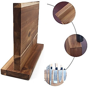 Resafy Magnetic Knife Holder Acacia Wooden Magnetic Knife Block Holder Rack Magnetic Universal Stands with Strong Enhanced Magnets Strip Kitchen Storage Cutlery Large Organizer 12 X 10