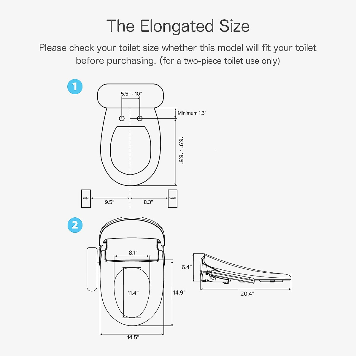 Hulife Electric Bidet Seat for Elongated Toilet with Unlimited Heated Water, Heated Seat, Warm Air Dryer, Touch Control Panel