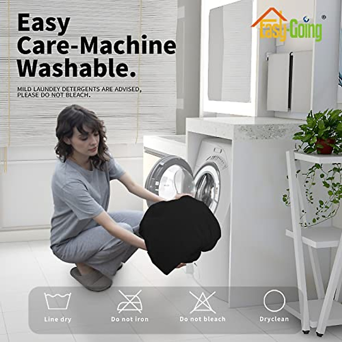 Easy-Going 2 Pieces Stretch Oversized Chair Couch Cover Sofa Cover for Dogs Sofa Slipcover for Separate Cushion Couch Jacquard Fabric Elastic Furniture Protector for Pets (Black, Oversized Chair)