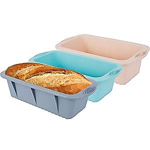 Ihvewuo- 3 Pcs Silicone Bread Loaf Pan Food Grade Loaf Baking Mold Non-stick Reusable Silicone Baking Pan Heat-resistant Easy Release Silicone Baking Mold Rectangular for Kitchen Cake Bread 9.84×4.72×