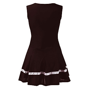 Makroyl Women's Musical Uniform Fancy Dress Complete Outfit High School Cheerleader Costume (White/Black, X-Large)