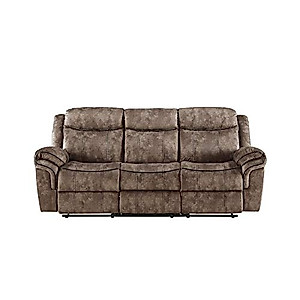 BOWERY HILL Modern Velvet Reclining with USB Dock in Chocolate