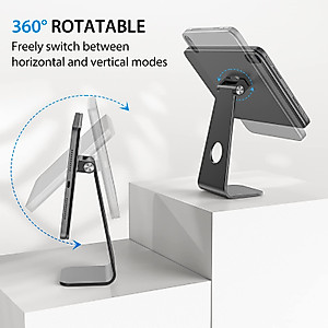 KU XIU iPad Mini 6 Magnetic Stand, Adjustable Rotation Floating Tablet Holder for Desk, Aluminum Magnetic Mount Dock for iPad Mini 6 (8.3 inch, 2021), Gray