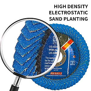 SI FANG 5Pcs Curved Flap Discs Angle Grinder Sanding Disc 60 Grit, Radial Zirconia Grinding Wheel, High Density Abrasive Corner Flap Disc, High Performance Edge Grinding (4inch x 5/8inch)