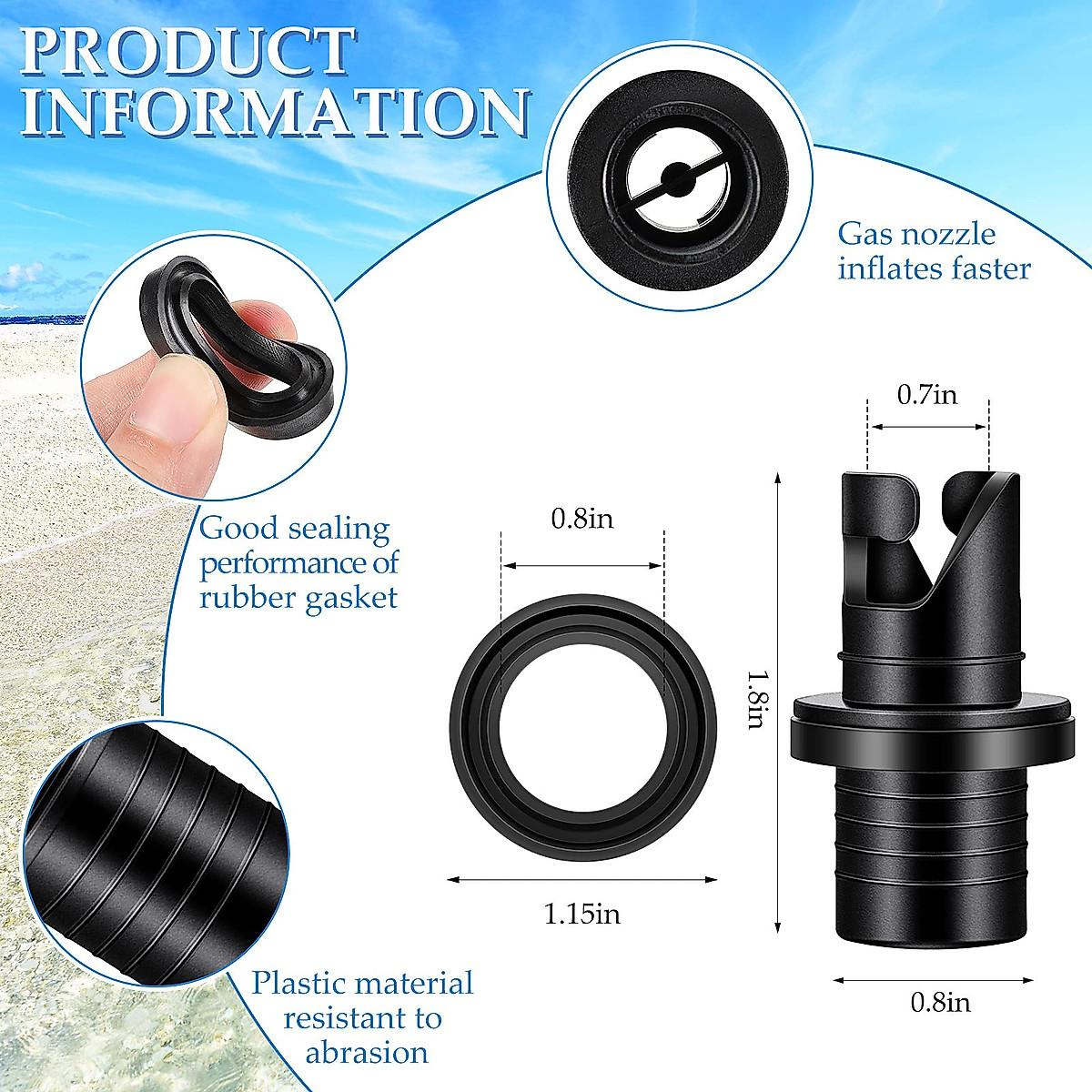 4 Pieces Inflatable Kayak Pump Adapter Paddle Board Air Pump Hose Adapter Multifunction Valve Adapter Air Valve Nozzle Kayak Air Pump Replacement Accessories for Inflatable Boat Bed Halkey Roberts