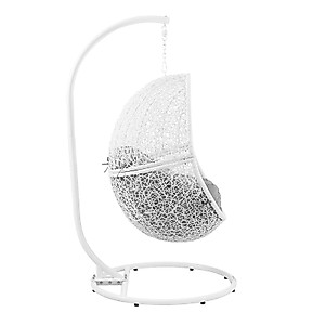 Modway Encase Outdoor Patio Rattan Swing Chair in White Gray