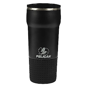 Pelican Hydration Pelican Cascade™ 22 oz Vacuum Insulated Tumbler - Recycled Stainless Steel Double Wall Travel with Dual Lid, Powder Coated Insulated Coffee Mug For Hot Cold Drinks, Jet Black