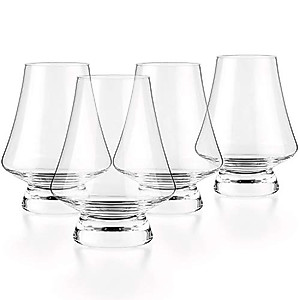 LUXBE - Bourbon Whisky Crystal Tasting Glass Snifter, Set of 4 - Classic Tasting Glasses with Narrow Rim - Handcrafted - Good for Cognac Brandy Scotch - 7-ounce/200ml
