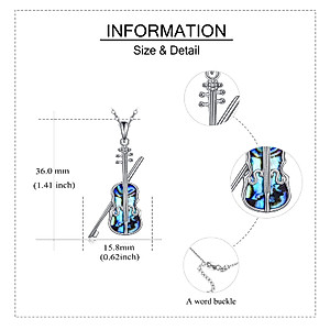 YAFEINI Violin Necklace 925 Sterling Silver Violin and Violin Bow Pendant Jewelry Music Gifts for Women Violinist