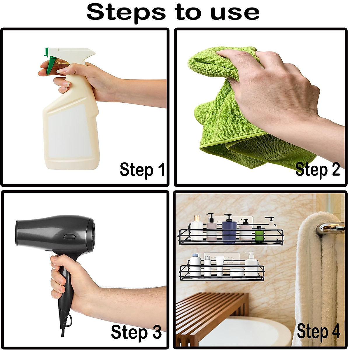 AMKlF 8 Pack Shower Caddy Adhesive Replacement, Adhesive Strips for Shower Caddy Sticky Pads, Transparent Strong Waterproof Wall Hooks, Suitable for Kitchen Bathroom Storage Shelves and Soap Holder