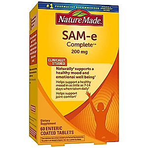 Nature Made SAM-e 200 mg Complete, Dietary Supplement for Mood Support, 60 Tablets, 30 Day Supply