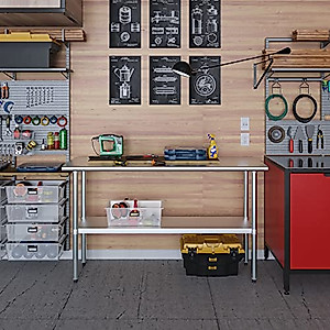 AmGood Stainless Steel Work Table with Undershelf | Kitchen Island Food Prep | Laundry Garage Utility Bench | NSF Certified (60" Long x 18" Deep)