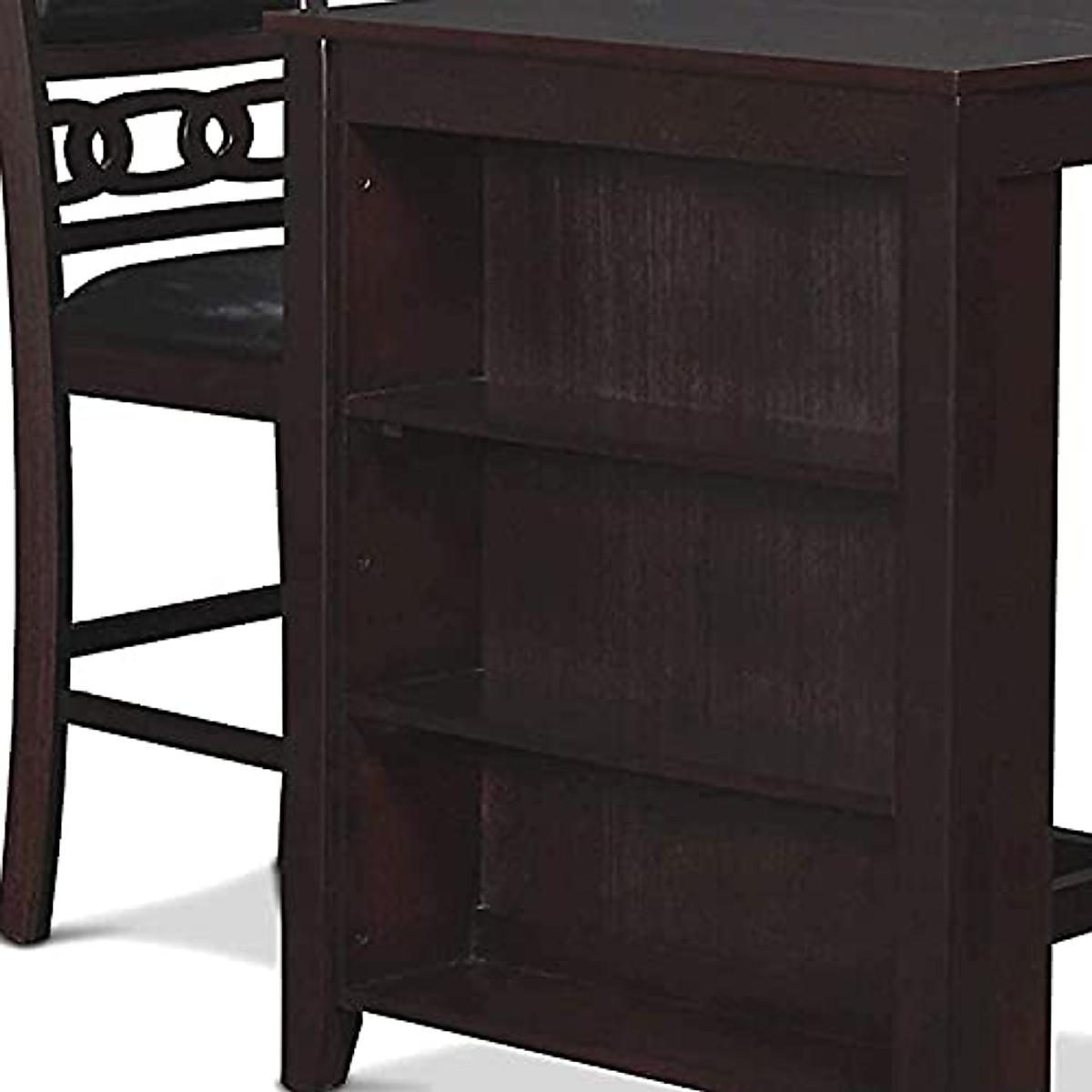 New Classic Furniture Gia Counter Table with Two Chairs and Storage Shelf, 30-Inch, Ebony